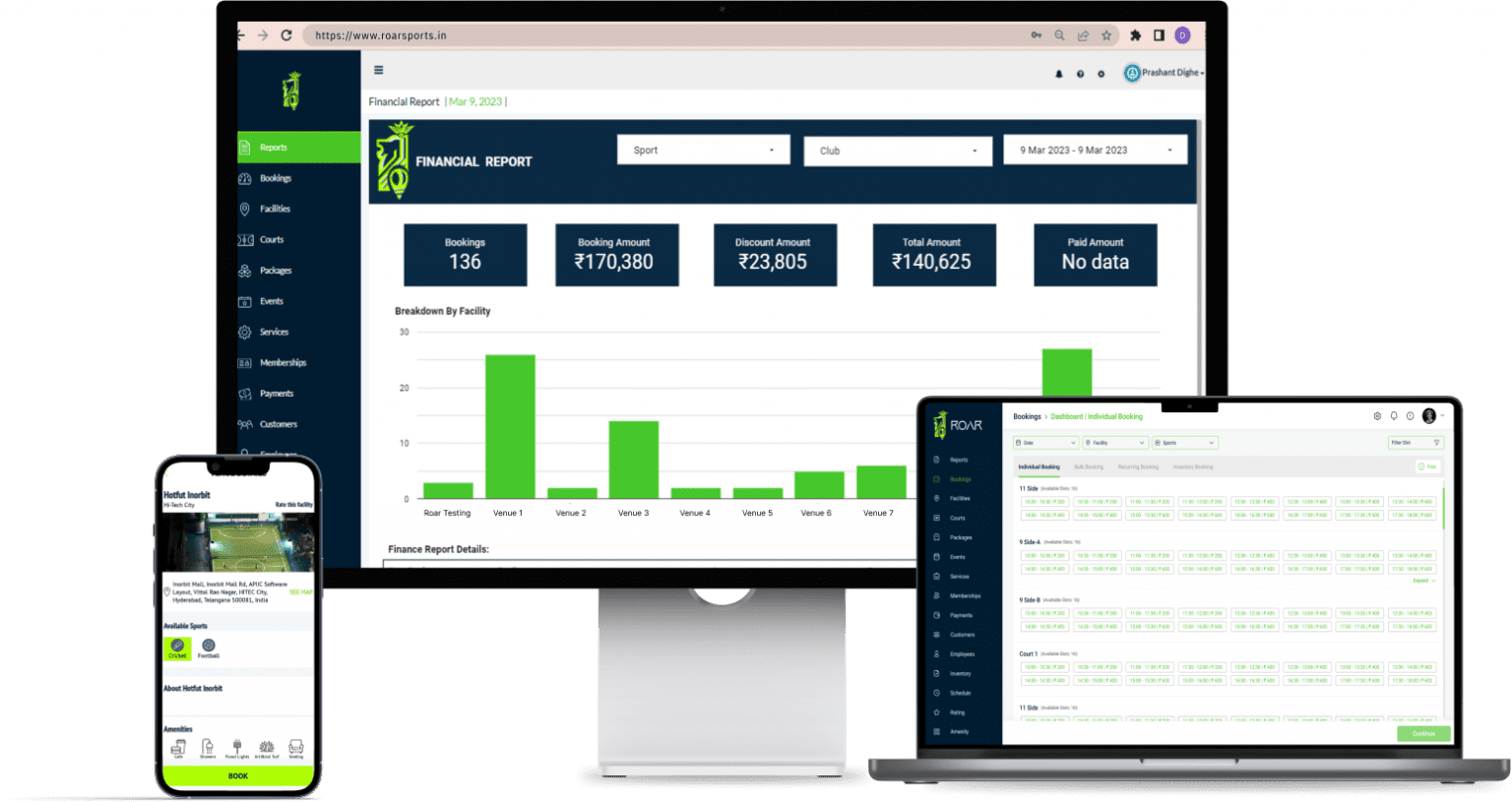 Roar | Online Sports Booking Management App