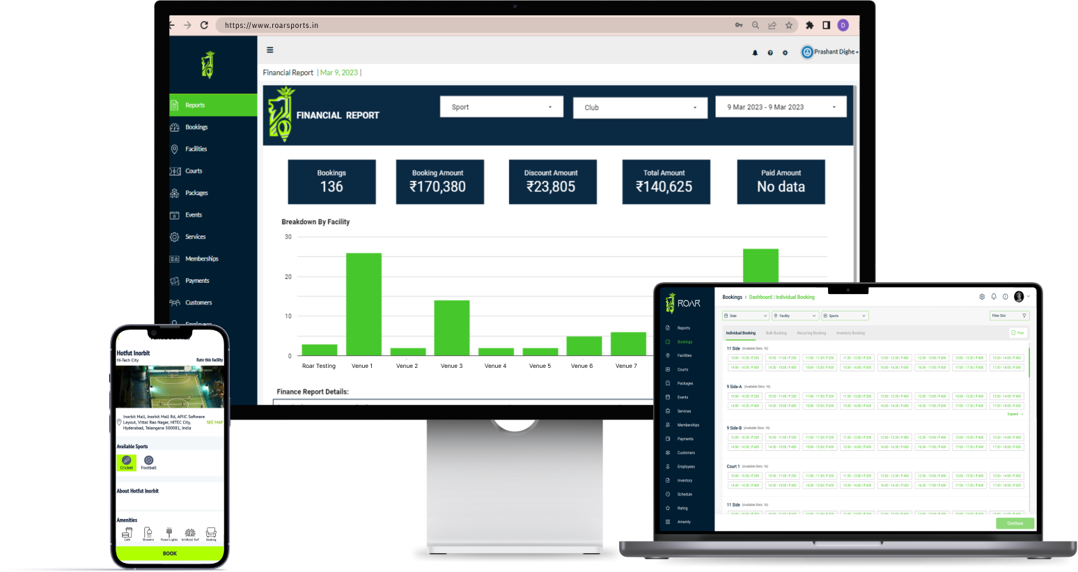 Roar | Online Sports Booking Management App